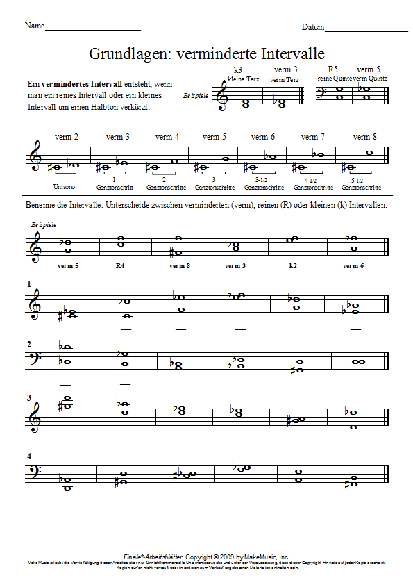 Arbeitsblätter: Intervall-Grundlagen