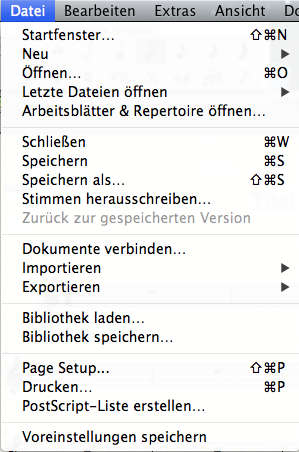 Menü Datei