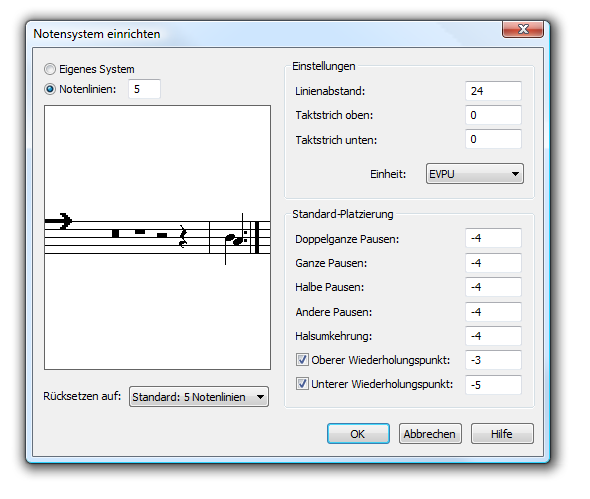 Notensystem einrichten